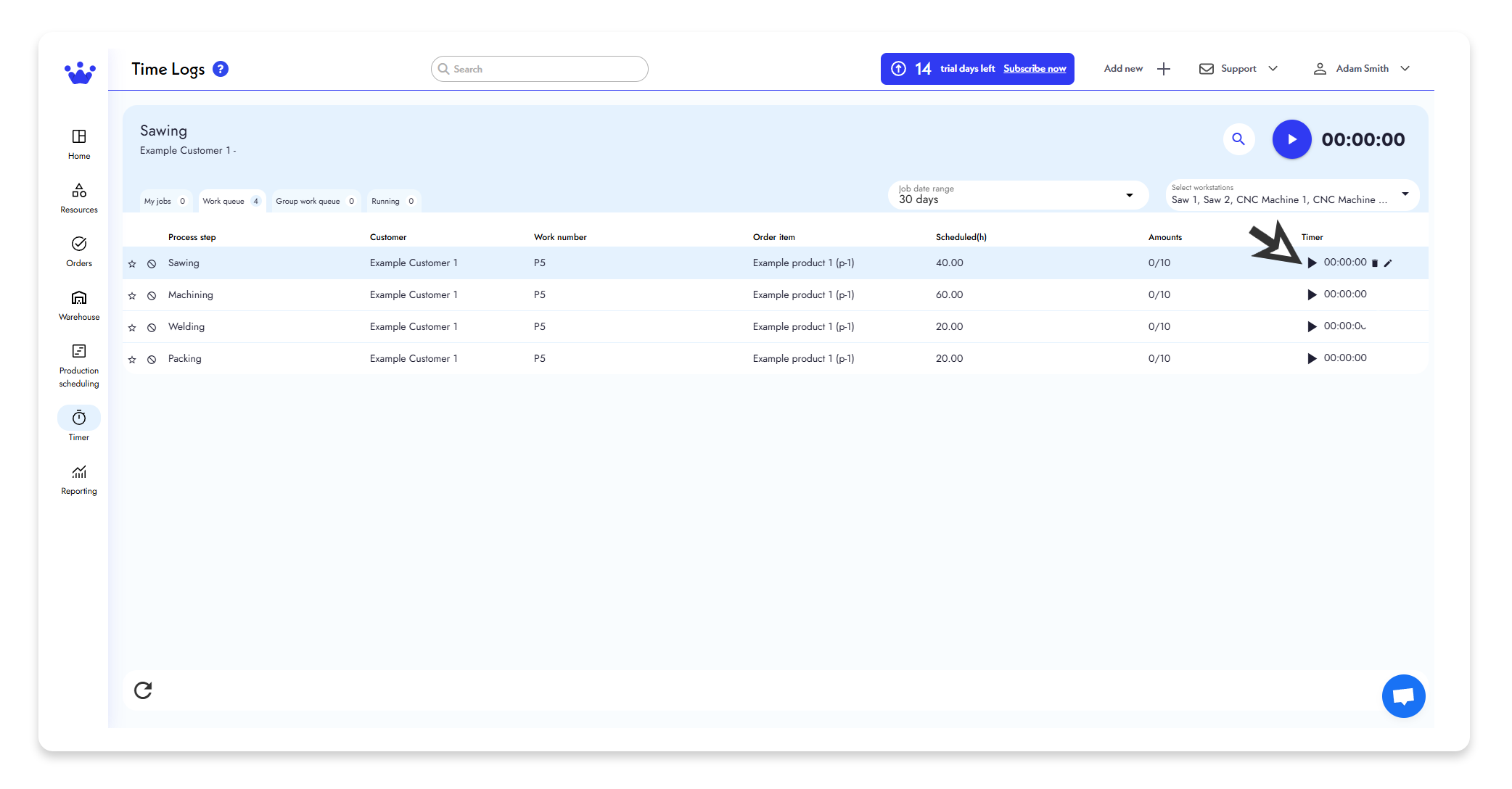 How to Start a job in the Timer – SkyPlanner