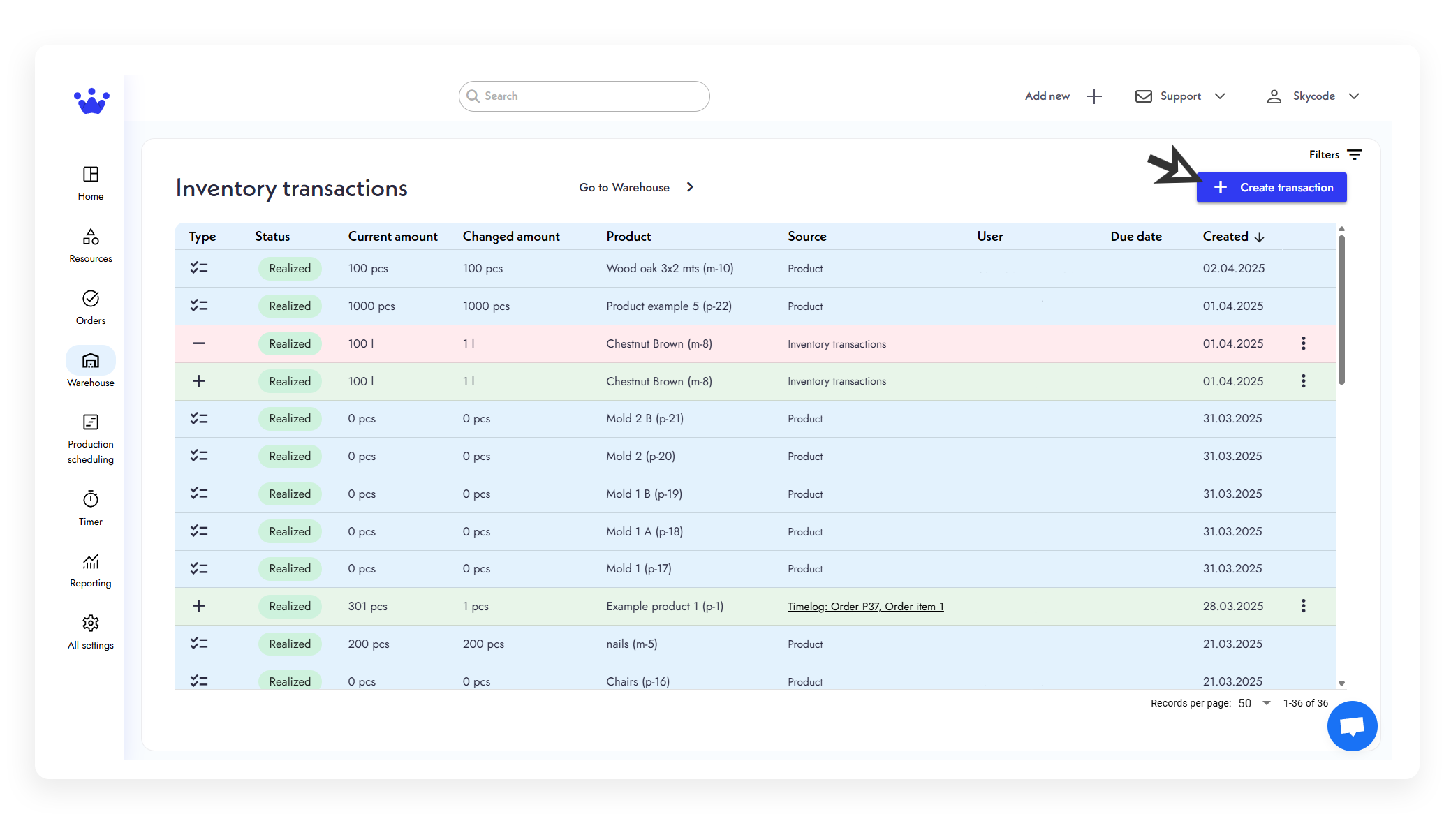 How to create a Transaction – SkyPlanner